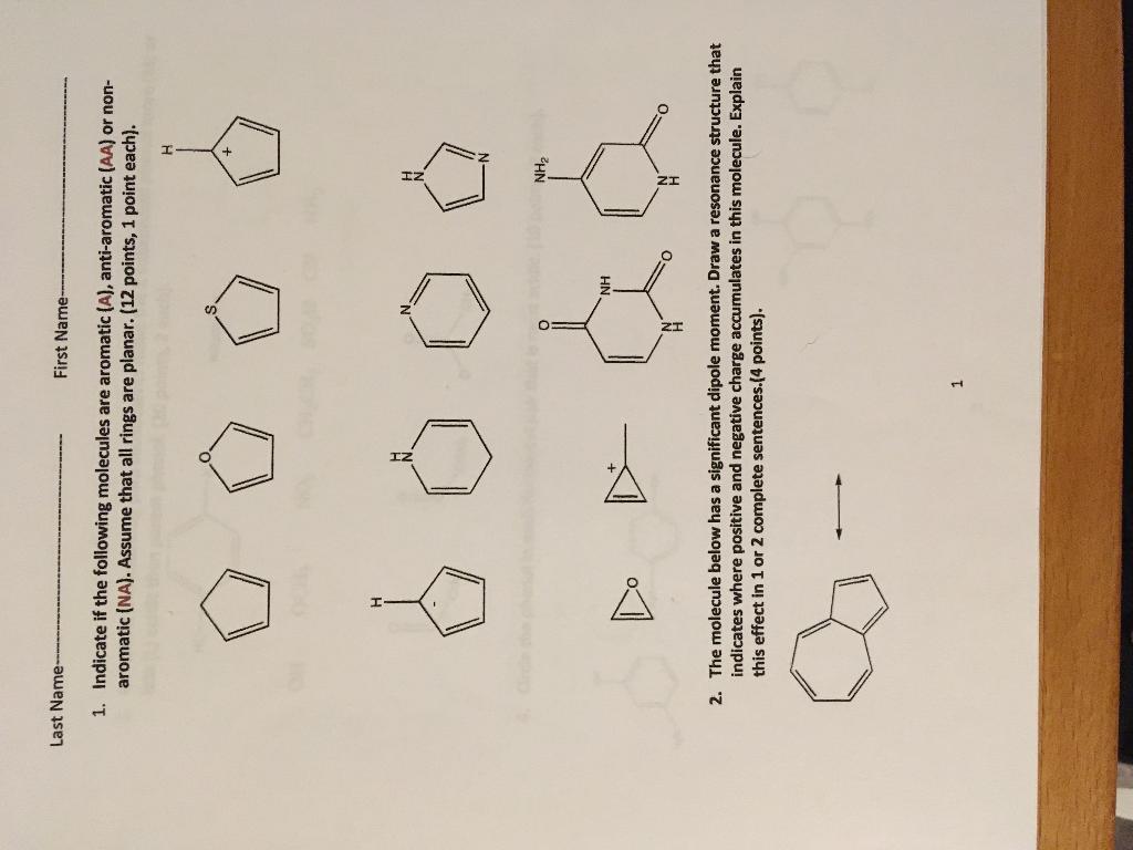 Solved Last Name First Name- 1. Indicate if the following | Chegg.com