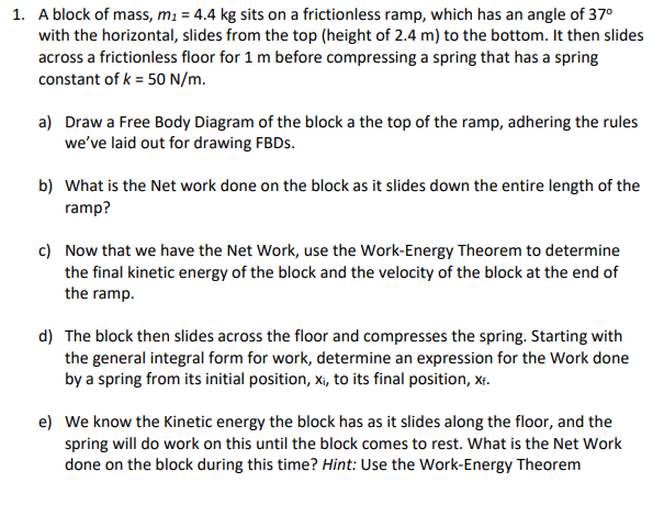 Solved 1. A block of mass, m1=4.4 kg sits on a frictionless | Chegg.com