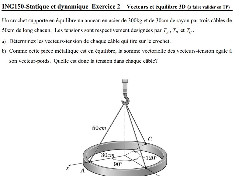 ING150-Statique et dynamique Exercice 2 - Vecteurs et | Chegg.com