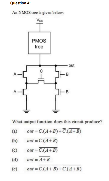 Solved An NMOS tree is given below: What output function | Chegg.com