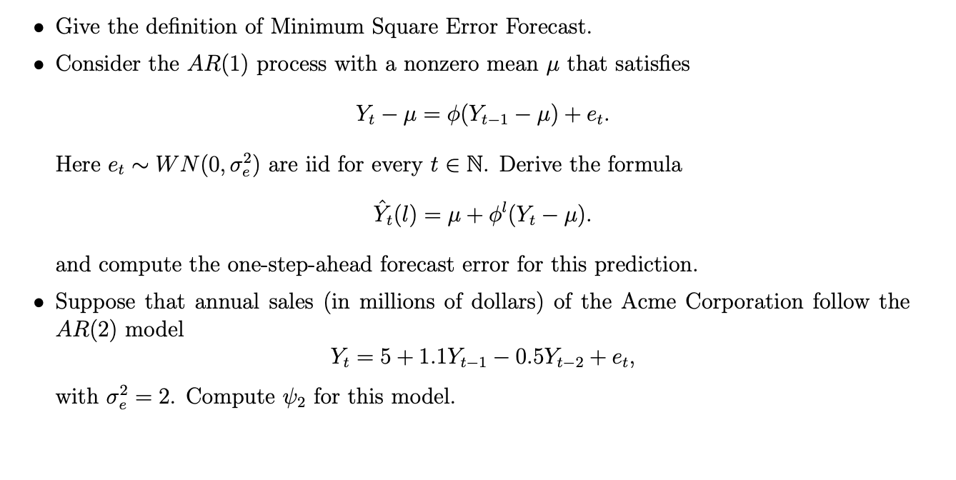 Solved - Give the definition of Minimum Square Error | Chegg.com