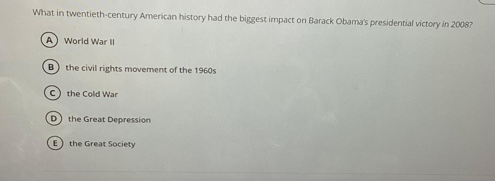 Solved What in twentieth-century American history had the | Chegg.com