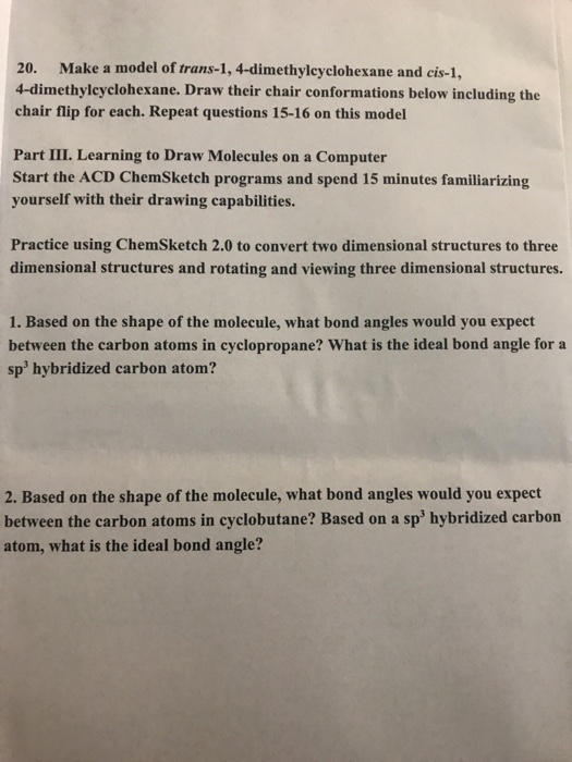 20. Make a model of trans-1, 4-dimethylcyclohexane | Chegg.com