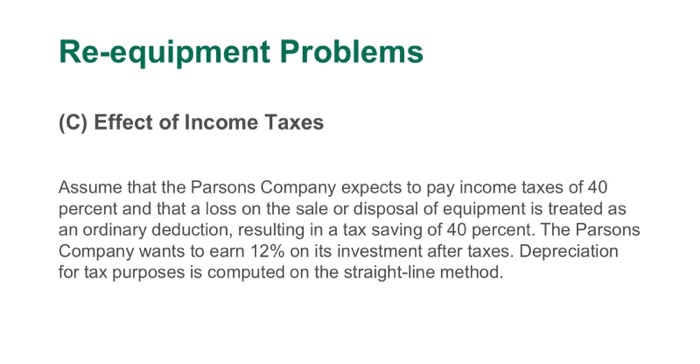 Solved Re-equipment Problems (A) Equipment Replacement The | Chegg.com