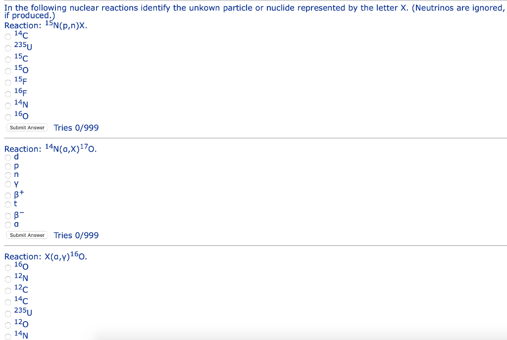 Solved In the following nuclear reactions identify the | Chegg.com