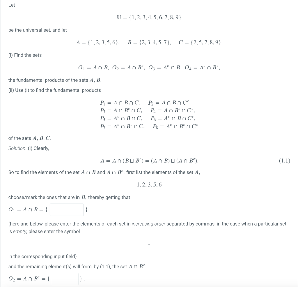 Solved Let U={1,2,3,4,5,6,7,8,9} be the universal set, and | Chegg.com