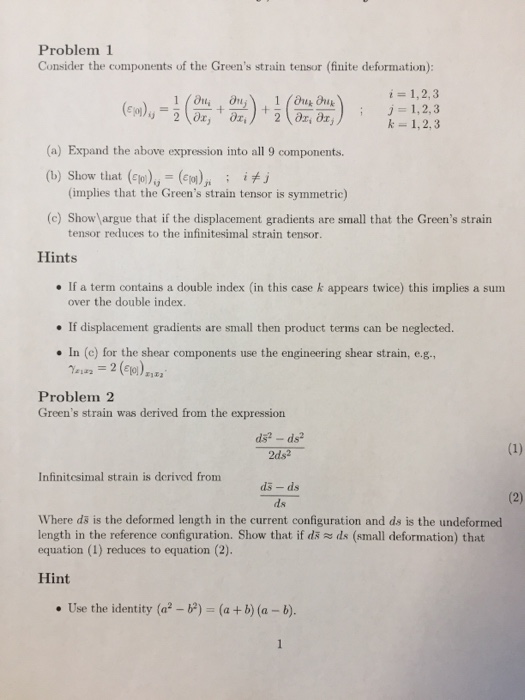 Solved Problem 1 Consider the components of the Green's | Chegg.com