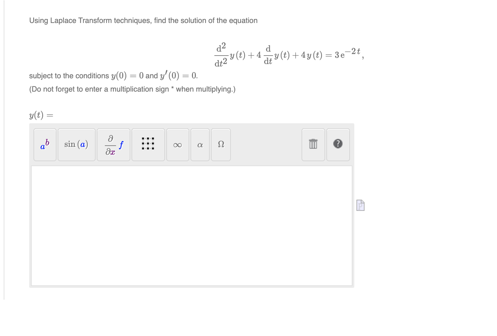Solved Using Laplace Transform techniques, find the solution | Chegg.com