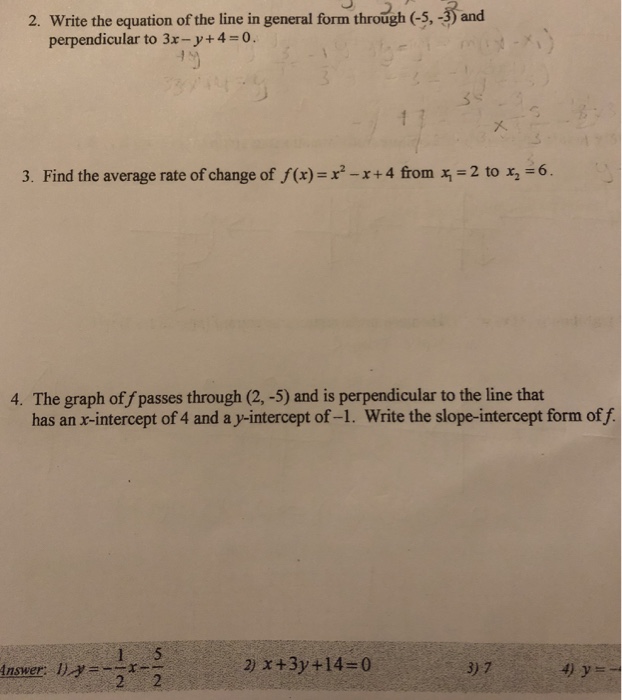 Solved 2. Write the equation of the line in general form | Chegg.com