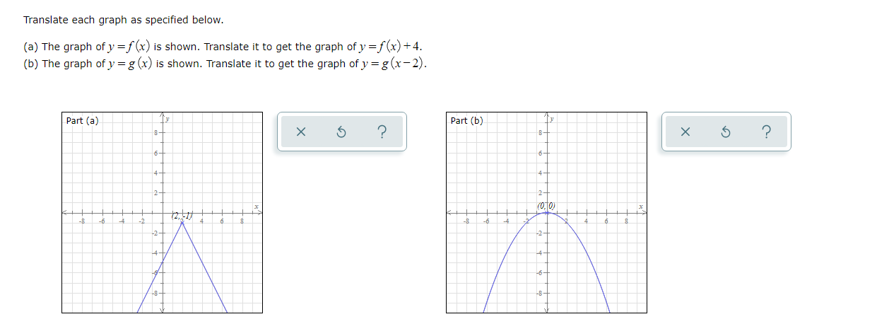Solved Translate each graph as specified below. (a) The | Chegg.com