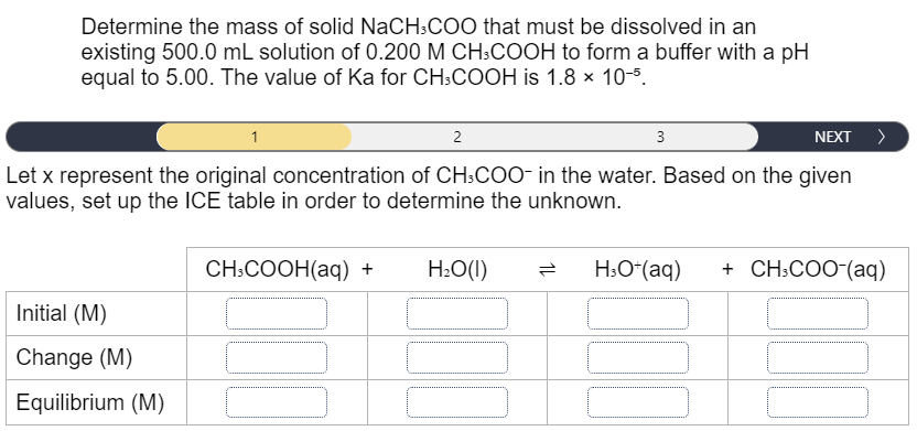 Solved Determine the mass of solid NaCH3COO that must be | Chegg.com