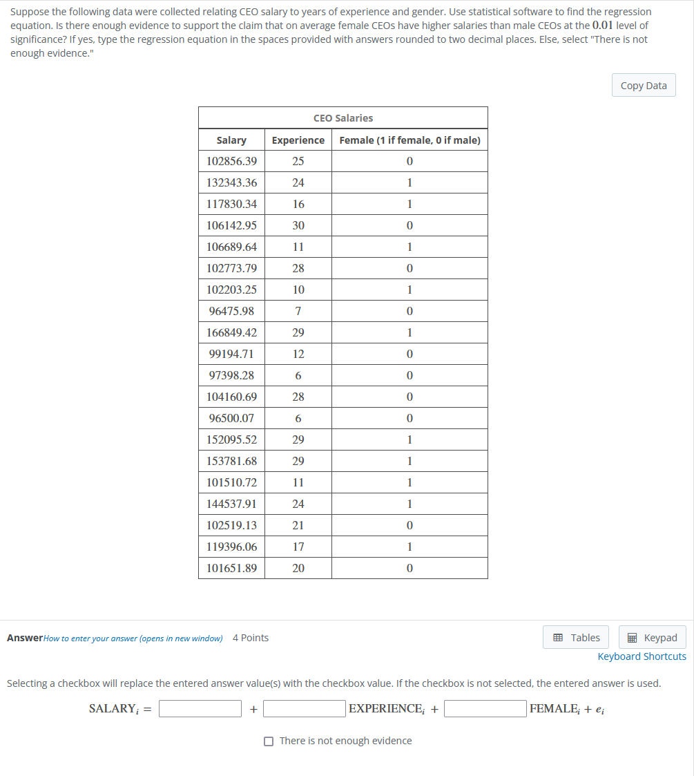 Solved Suppose the following data were collected relating | Chegg.com