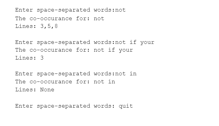 Solved Enter space-separated words: your The co-occurance | Chegg.com