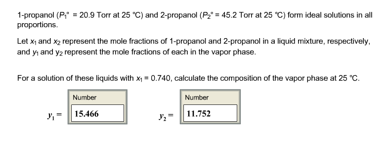 Solved 1-propanol (Pı。-20.9 Torr at 25°C) and 2-propanol | Chegg.com