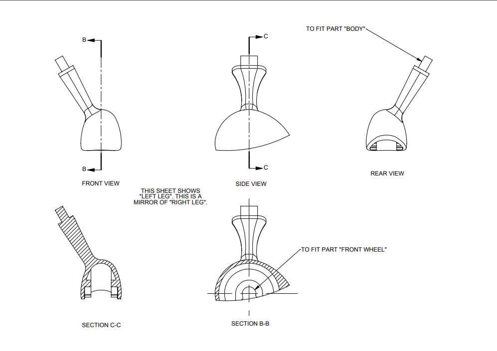 PI.ANE LEG MEASURMENTS. FRONT VIEW SECTION C-C | Chegg.com