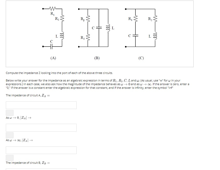 Solved R1 R2 R1 Compute the impedance Z looking into the | Chegg.com