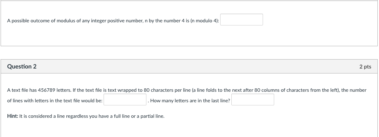 Solved A possible outcome of modulus of any integer positive | Chegg.com