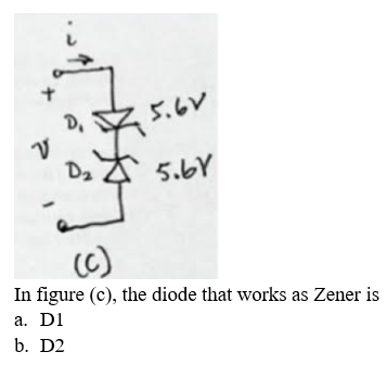 Solved + D. 5.65 ข D2 5.6 Y In figure (C), the diode that | Chegg.com