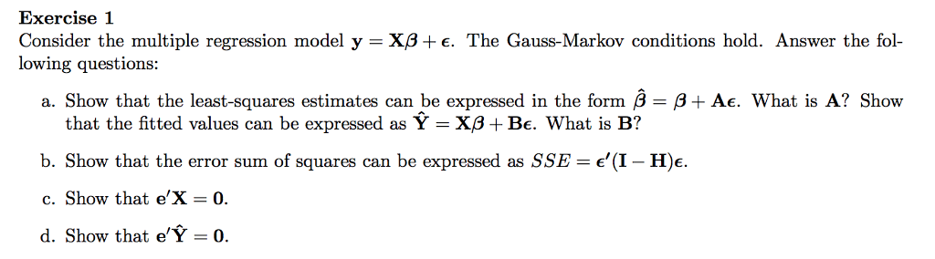 Solved Exercise 1 Consider The Multiple Regression Model Y 4856