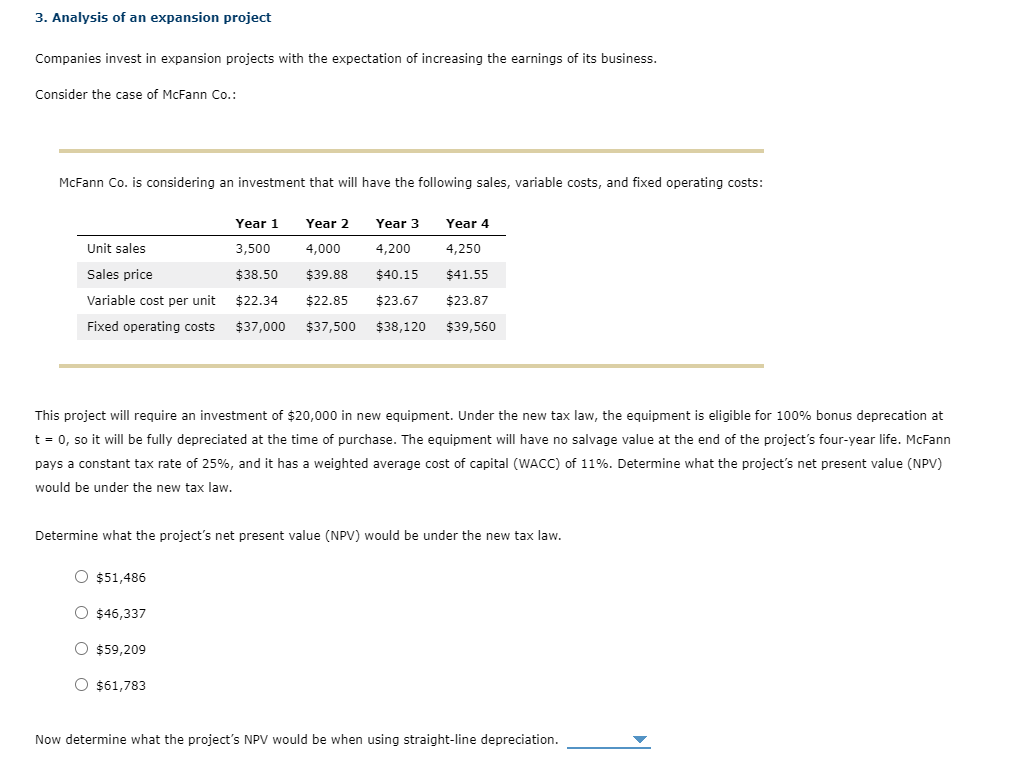 Solved 3. Analysis of an expansion project Companies invest | Chegg.com