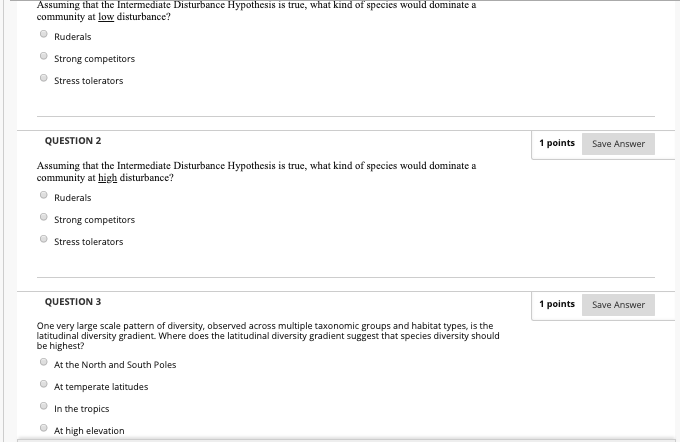Solved Assuming that the Intermediate Disturbance Hypothesis | Chegg.com