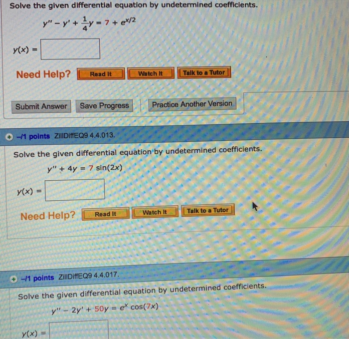 Solved Solve the given differential equation by undetermined | Chegg.com