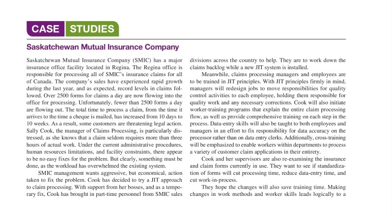 CASE STUDIES Saskatchewan Mutual Insurance Company | Chegg.com