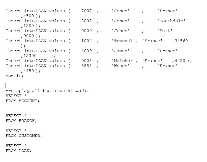 Solved Write SQL Query Select wlete 1: For the bank database | Chegg.com