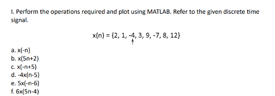 Solved I. Perform the operations required and plot using | Chegg.com