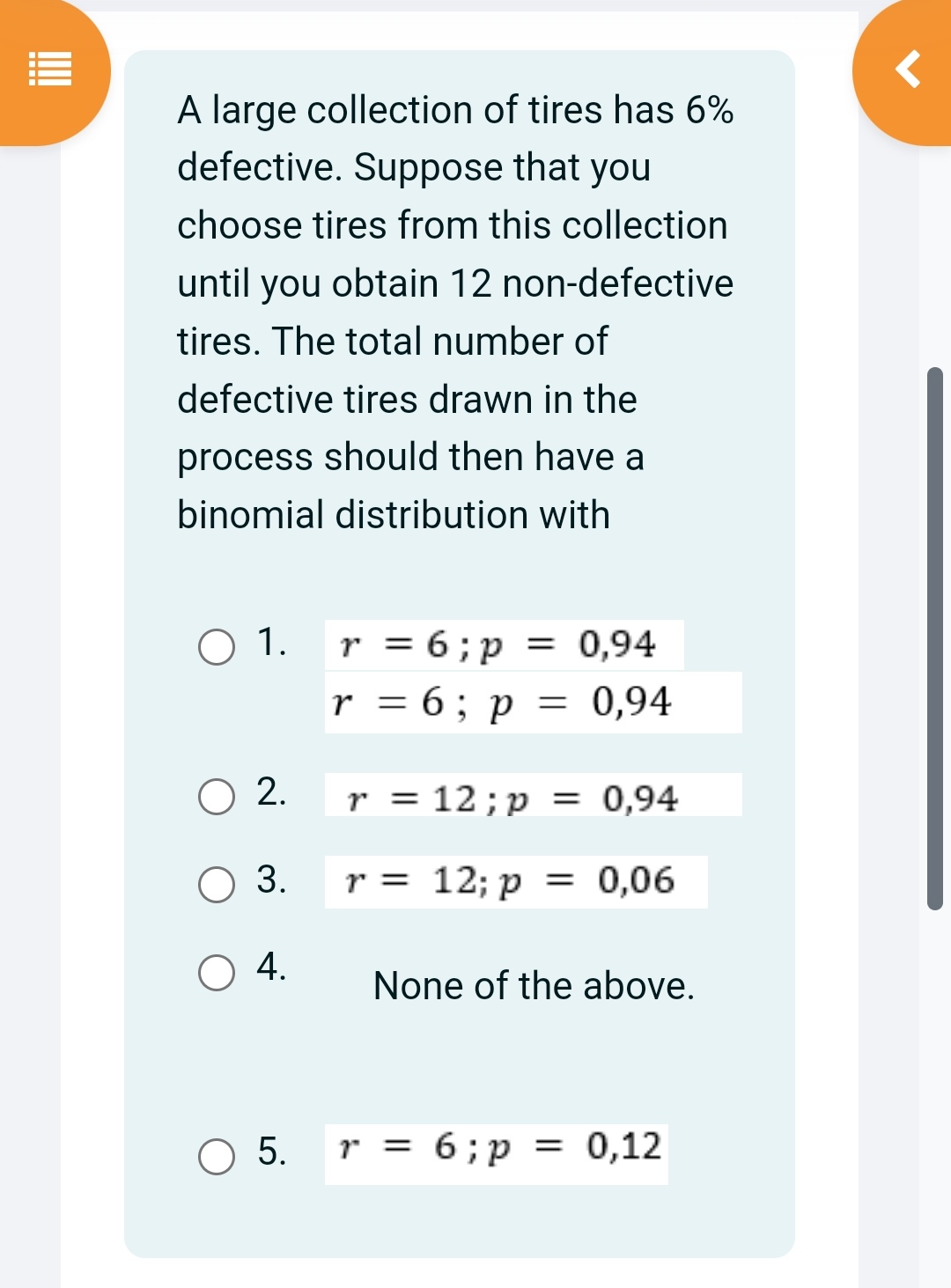 Solved A large collection of tires has 6% defective. Suppose | Chegg.com