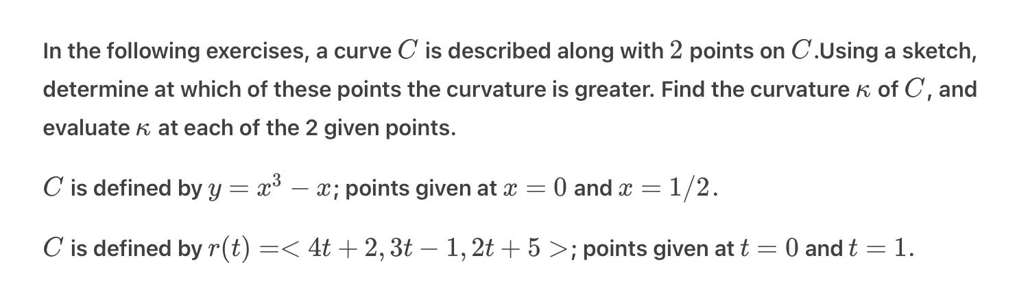 Solved In the following exercises, a curve C is described | Chegg.com