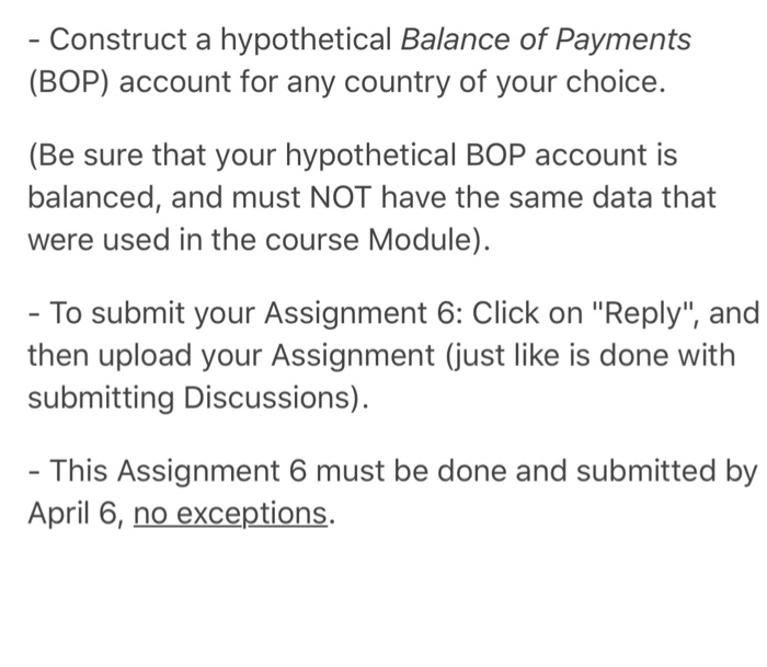 Solved * An example of a typical BOP Account of a country is | Chegg.com