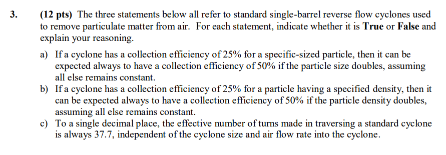 Solved 3. (12 pts) The three statements below all refer to | Chegg.com