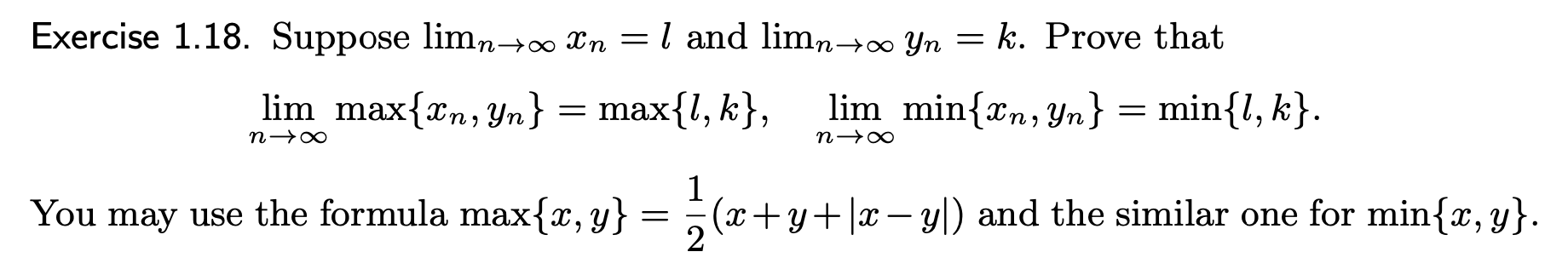 Solved Exercise 1.18. Suppose limn+oo In = 1 and limn+oo Yn | Chegg.com
