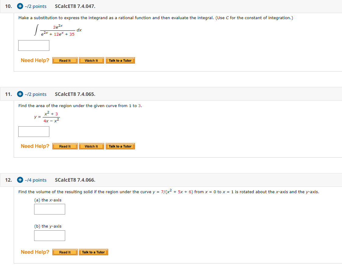 Solved + -/2 points 10. SCalcET8 7.4.047. Make a | Chegg.com