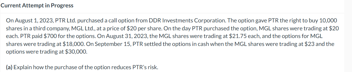 Solved Current Attempt in ProgressOn August 1, 2023, ﻿PTR | Chegg.com
