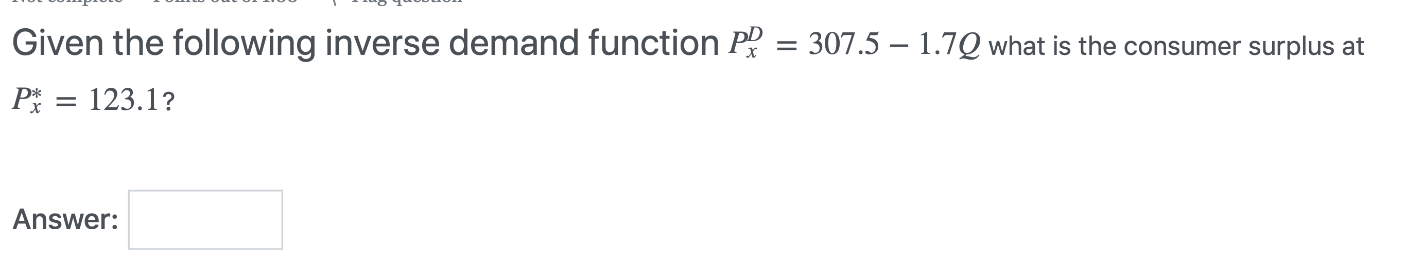 Solved Given the following inverse demand function PX = | Chegg.com