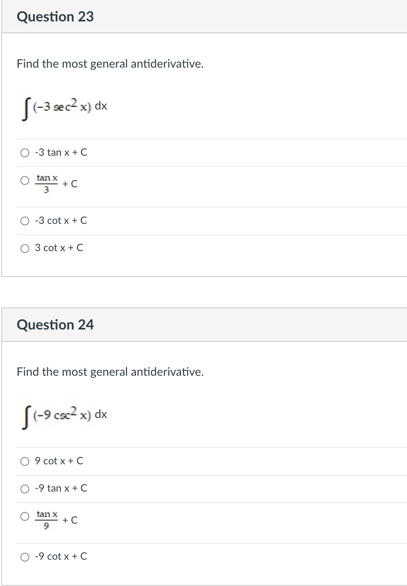 Solved Find the most general antiderivative. | Chegg.com