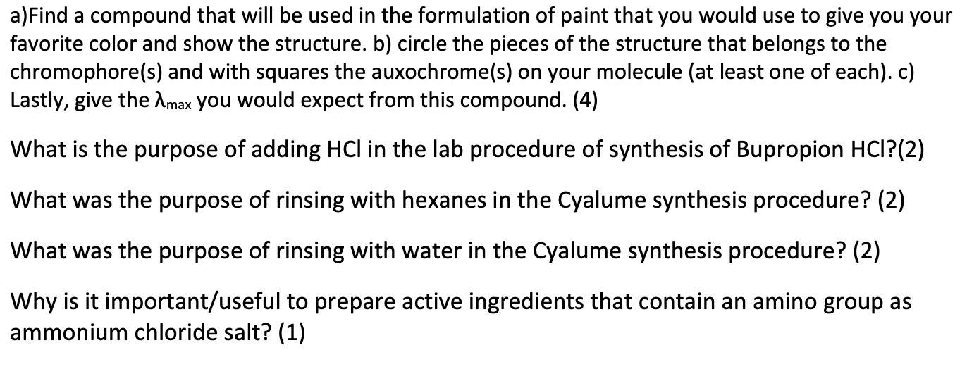 a)Find a compound that will be used in the | Chegg.com