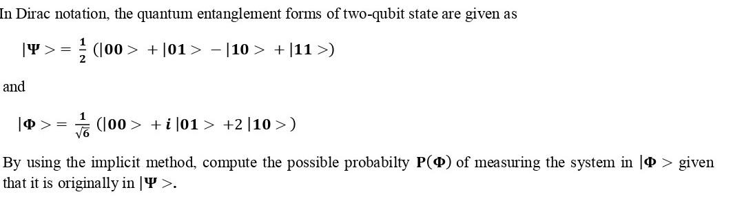 Solved In Dirac notation, the quantum entanglement forms of | Chegg.com