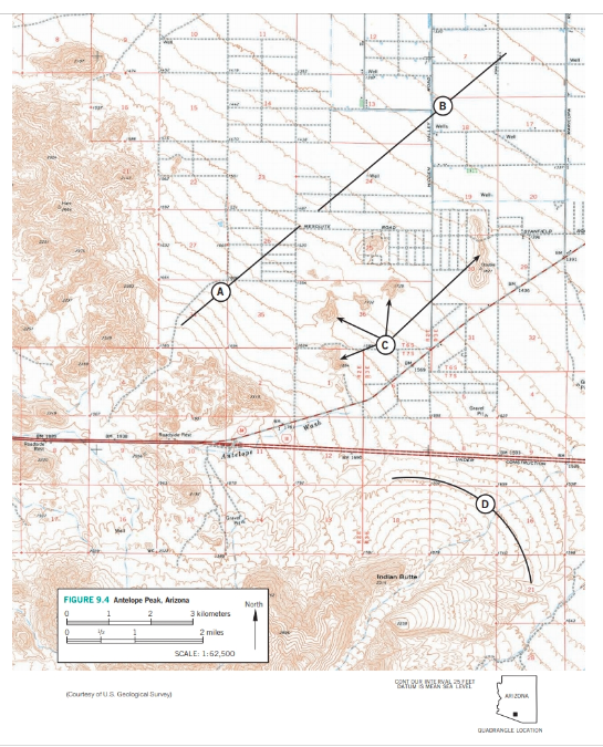 Solved 1) What direction is Antelope Wash flowing? (N, S, E, | Chegg.com