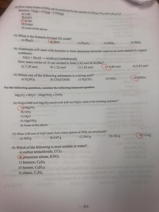 Solved 1) Select the correct name and chemical formula for | Chegg.com