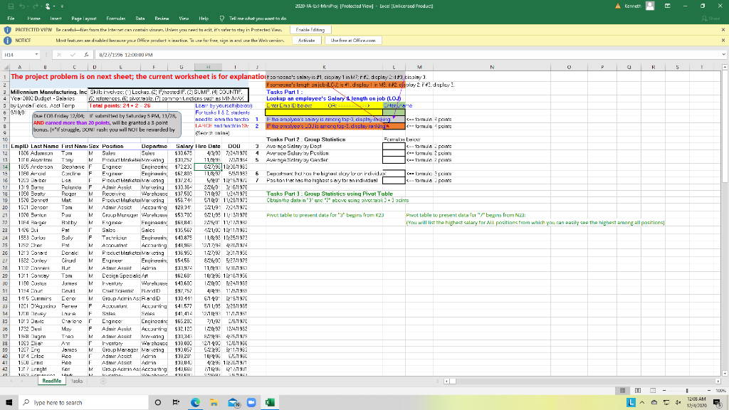 2120-1A-Ex-Mini Protected View] - Excel Unlicensed | Chegg.com