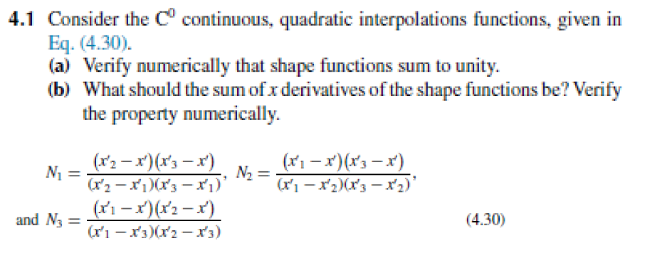 4.1 Consider the C0 continuous, quadratic | Chegg.com