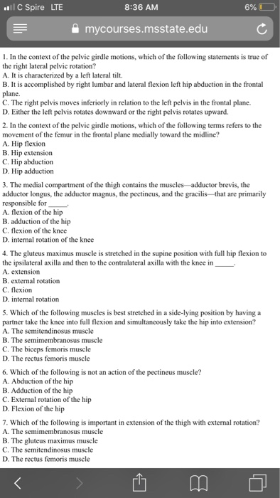 Solved C Spire LTE 8:36 AM a mycourses.msstate.edu 1. In the | Chegg.com