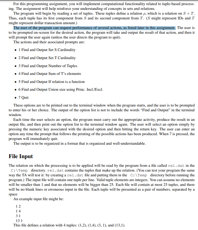 For this programming assignment, you will implement | Chegg.com
