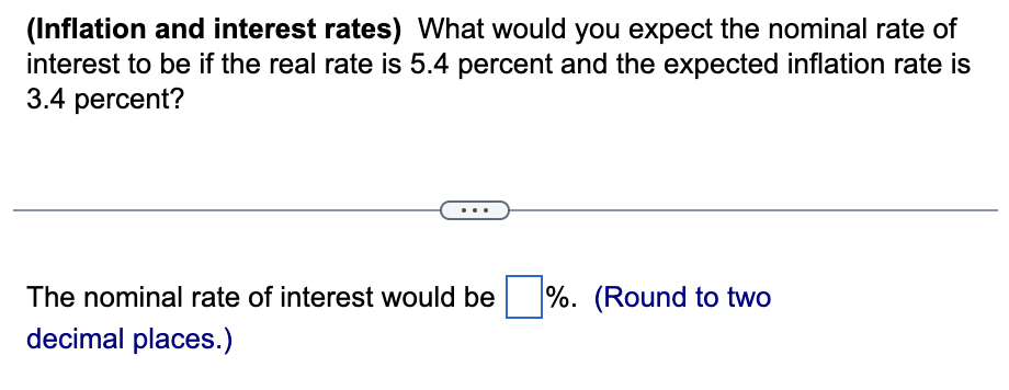 Solved (Inflation and interest rates) What would you expect | Chegg.com