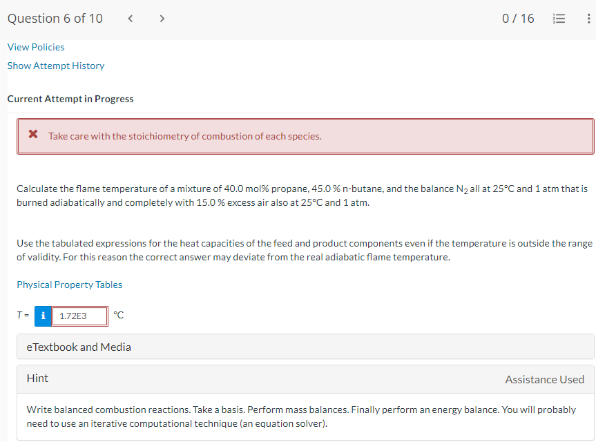 Solved Calculate the flame temperature of a mixture of | Chegg.com