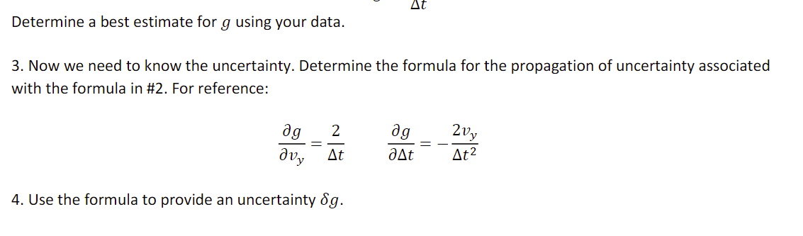 Calculate the propagation of uncertainty. g was | Chegg.com