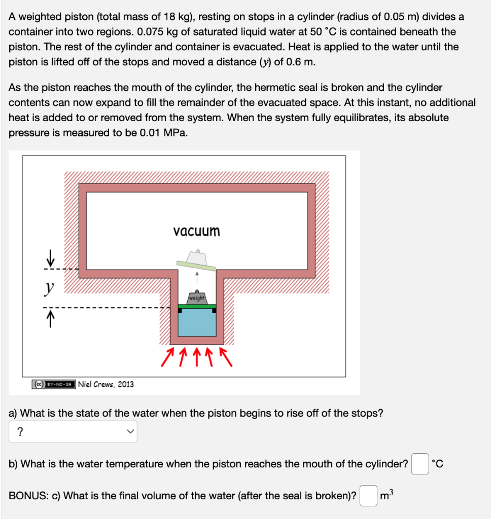 Solved A weighted piston (total mass of 18 kg), resting on | Chegg.com